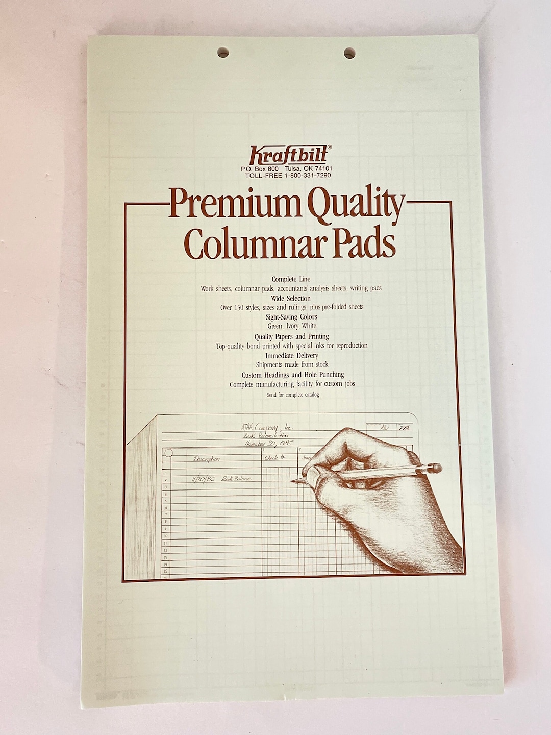 Vintage Columnar Pad Kraftbilt Old Paper 6405 White Office 5 Columns - Etsy