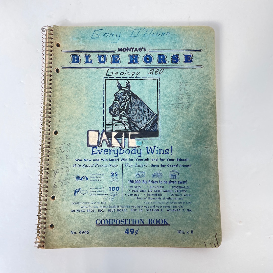 Blue Horse Pencil Tablet Notebook Spiral Composition Book USED Lined ...