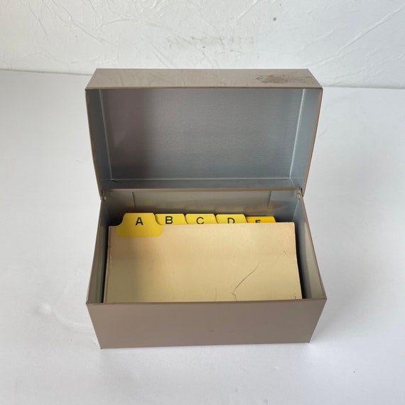 Office & Desk Storage File Box 3x5 Vintage Metal Index Card Recipe Seed ...