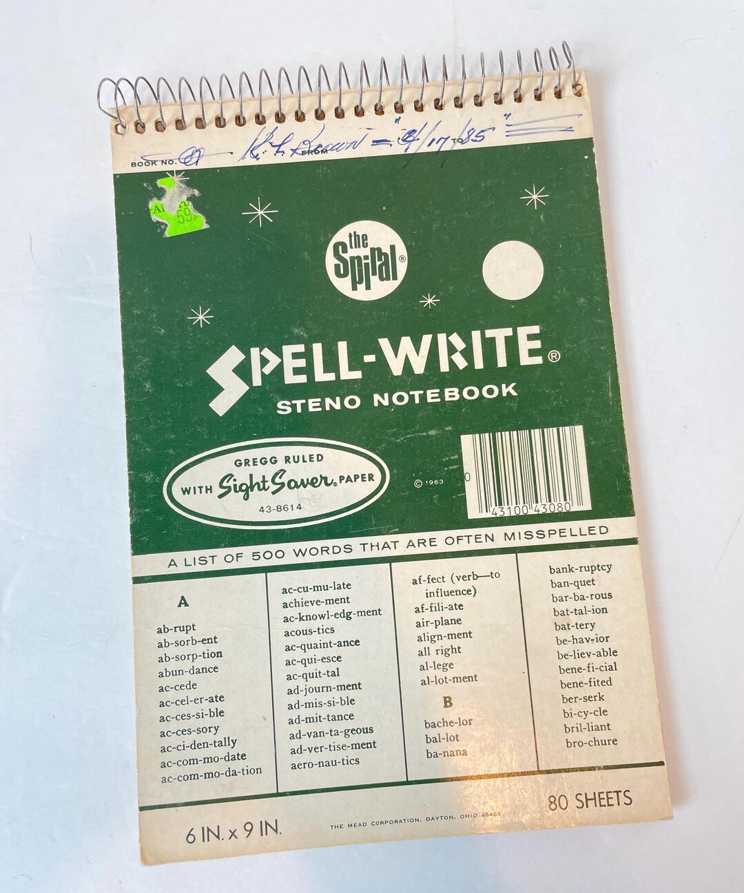 The Spiral Steno Notebook Spell Write Academia Office Decor Lined Paper ...