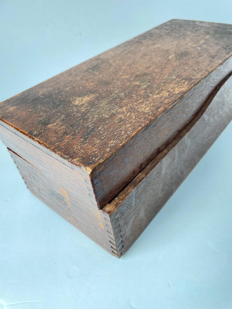 Antique Weis Wood Box Finger Joint Address File Recipe Index Card ...