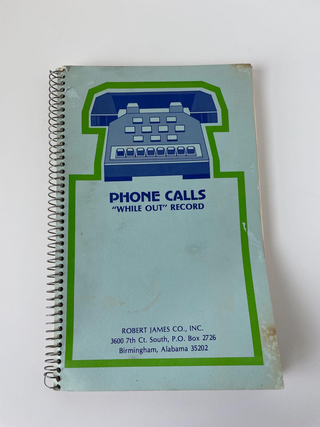 Phone Calls Record Book Vintage 60s Blue Spiral Carbonless While Out ...
