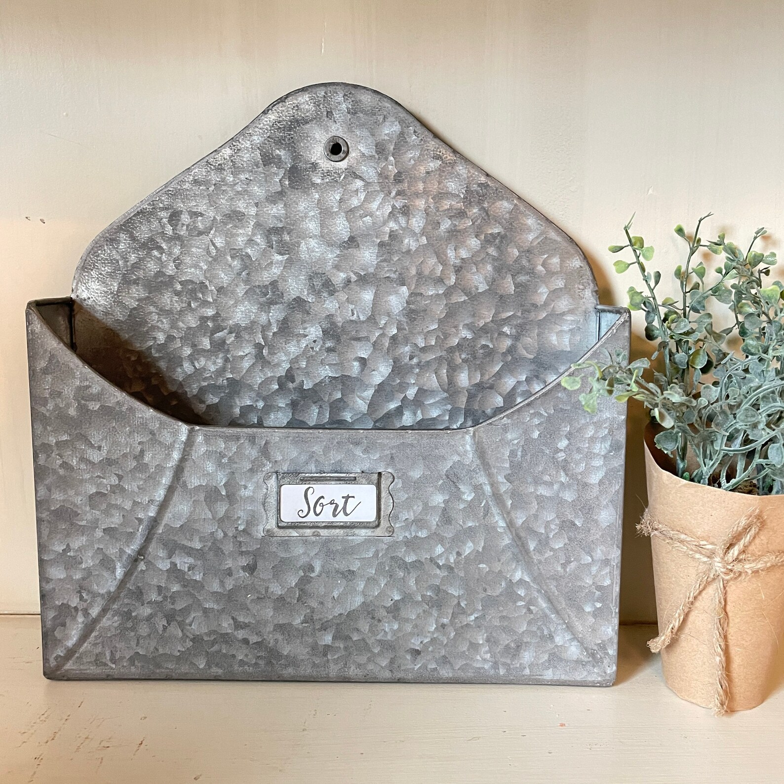 Envelope Mail Pocket Farmhouse Galvanized Metal Office Wall - Etsy