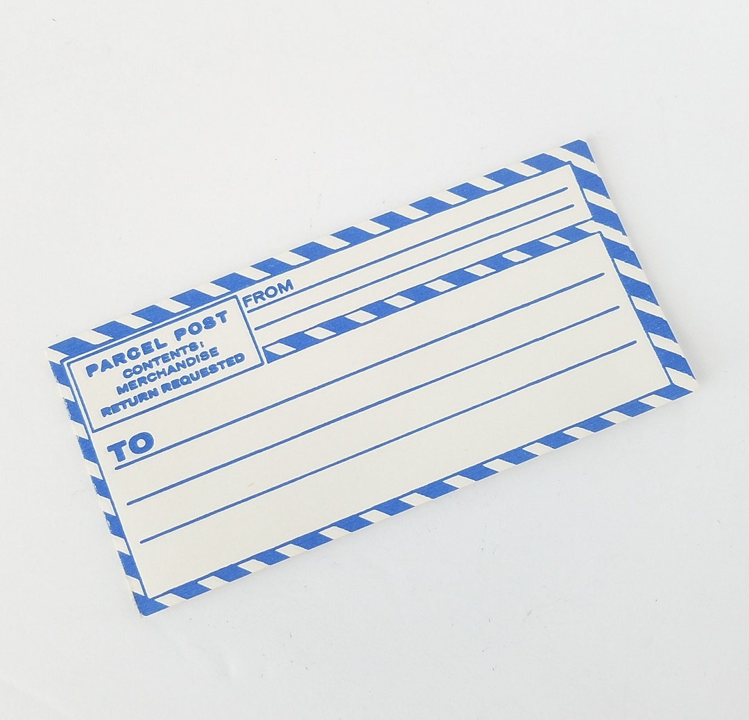 Parcel Post Labels Vintage Office Supplies Blue Border Herald Square ...