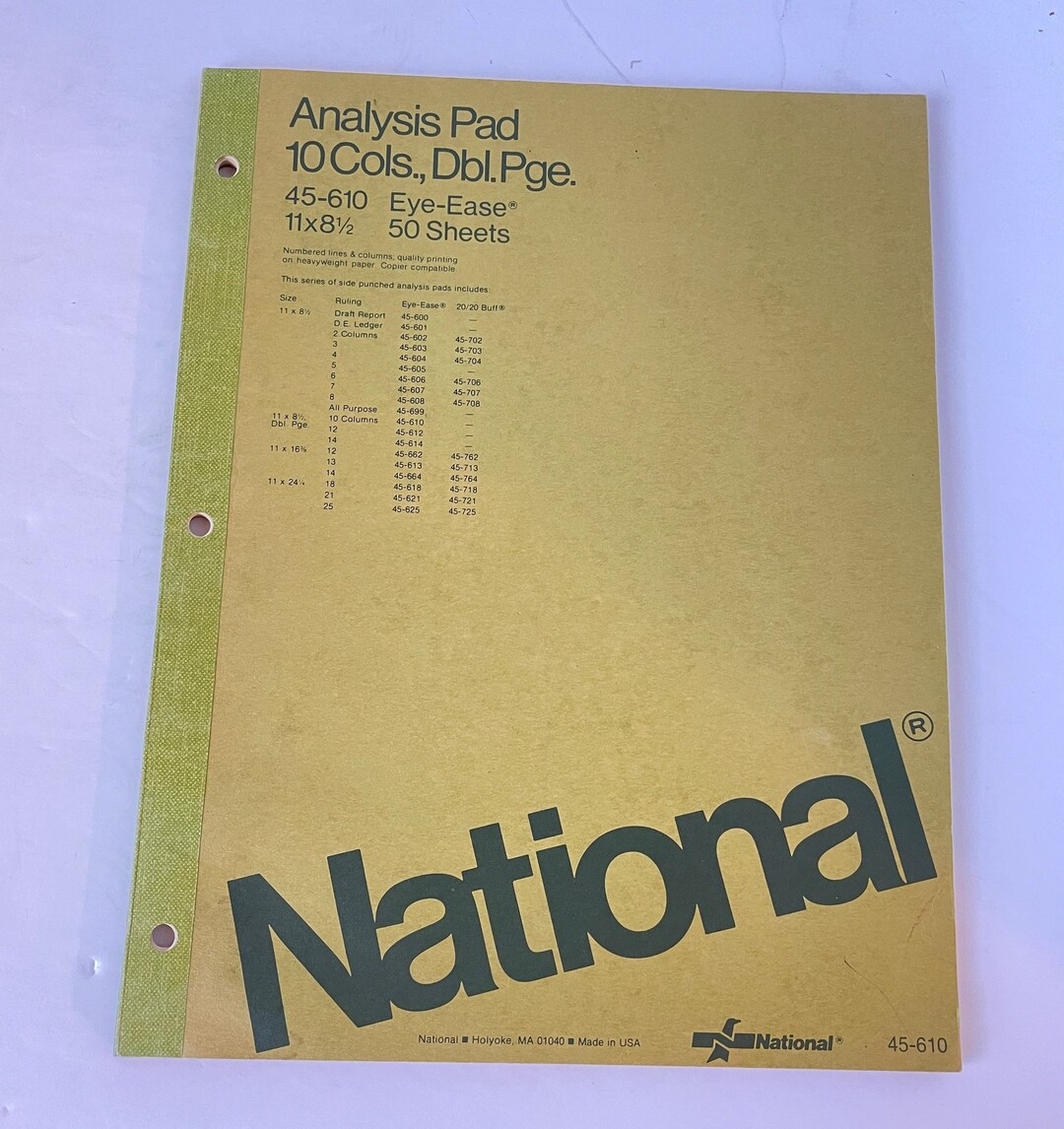 Vintage Analysis Pad Eye Ease National Old Paper Notebook 45 610 Office ...