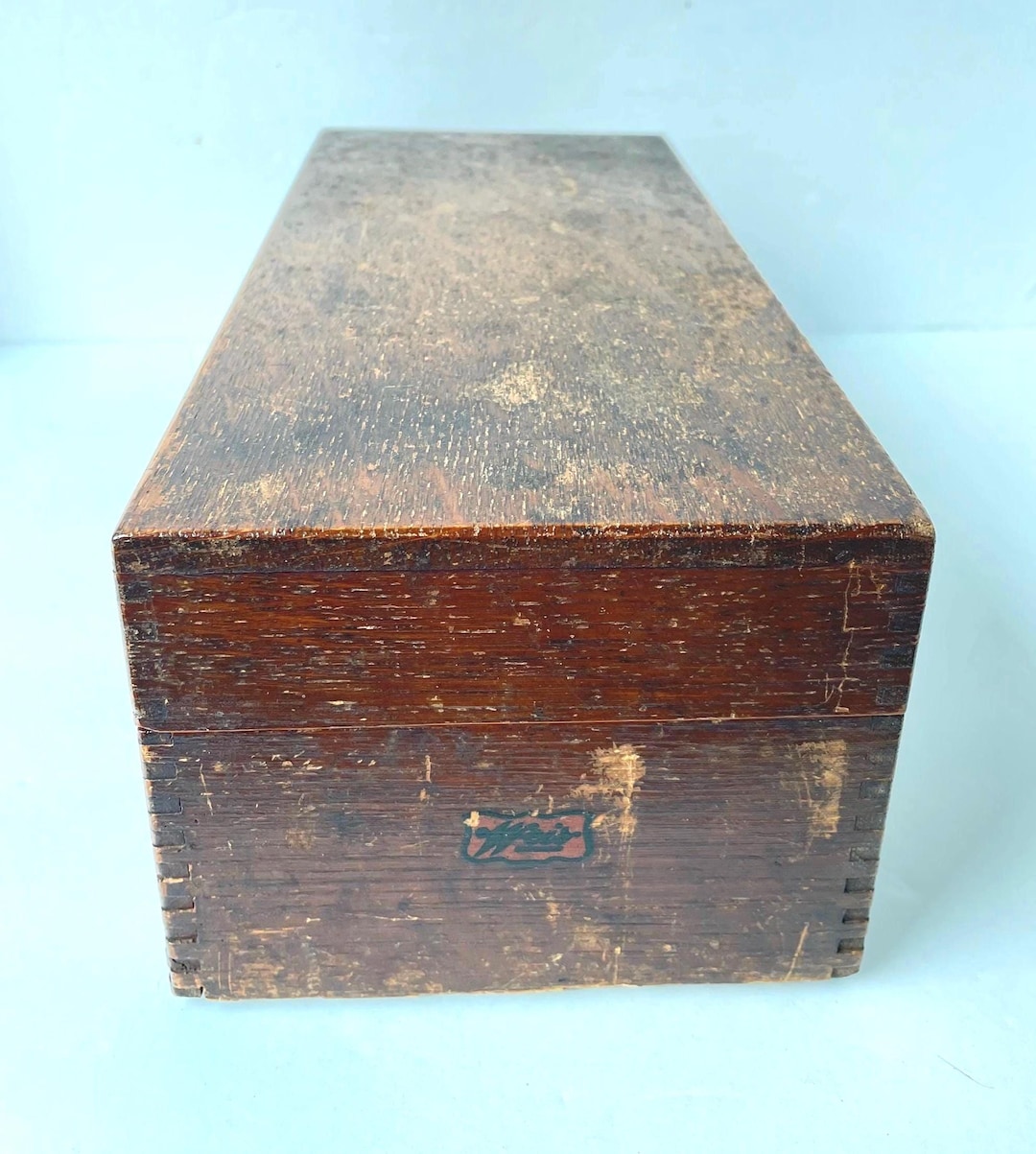 Antique Weis Wood Box Finger Joint Address File Recipe Index Card ...