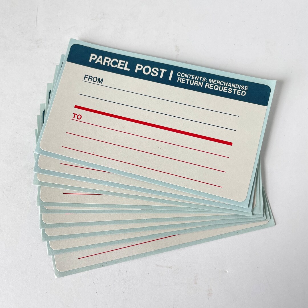 Parcel Post Labels Vintage Office Supplies Blue Red Stickers - Etsy