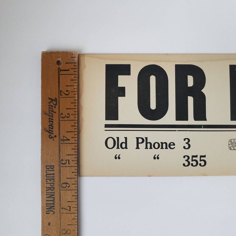 For Rent Sign Vintage Ephemera Office Decor Black White - Etsy