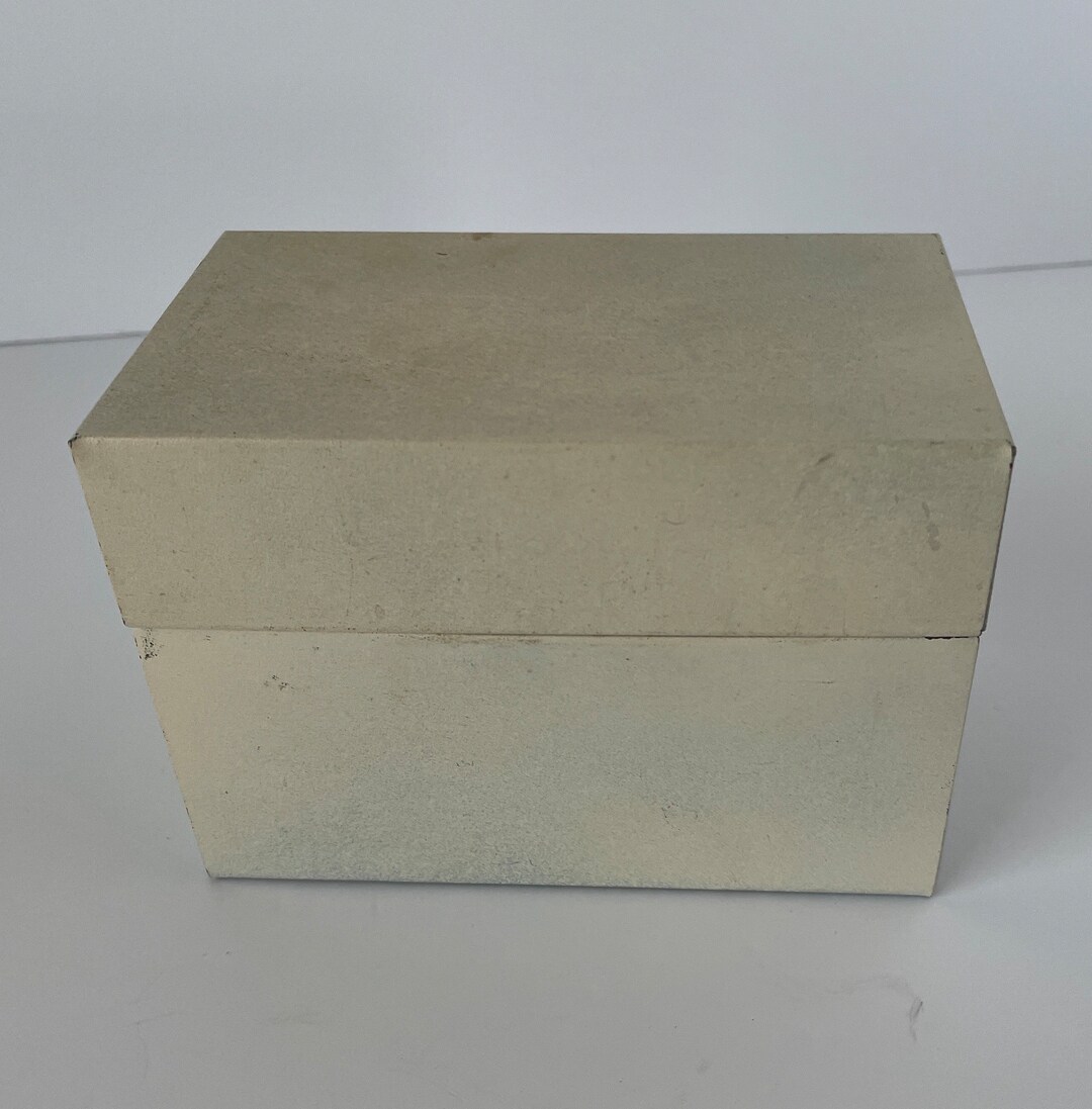File Box 3x5 Vintage Metal Index Card Recipe Seed Storage Industrial ...