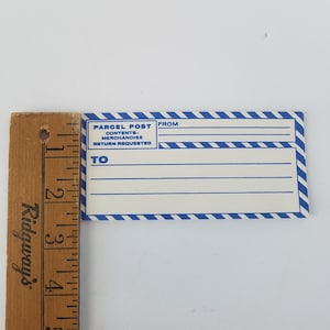 Parcel Post Labels Vintage Office Supplies Blue Border Herald Square ...
