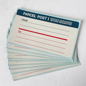 Parcel Post Labels Vintage Office Supplies Blue Red Stickers Set of 12 ...