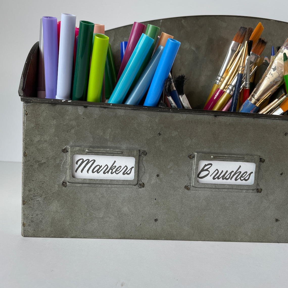 Metal Desk Organizer Mail Sorter Label Slot Pen Holder Personalized ...