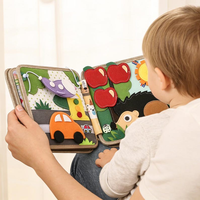 Handmade Felt Baby Busy Book, Montessori Sensory Activity Book for ...
