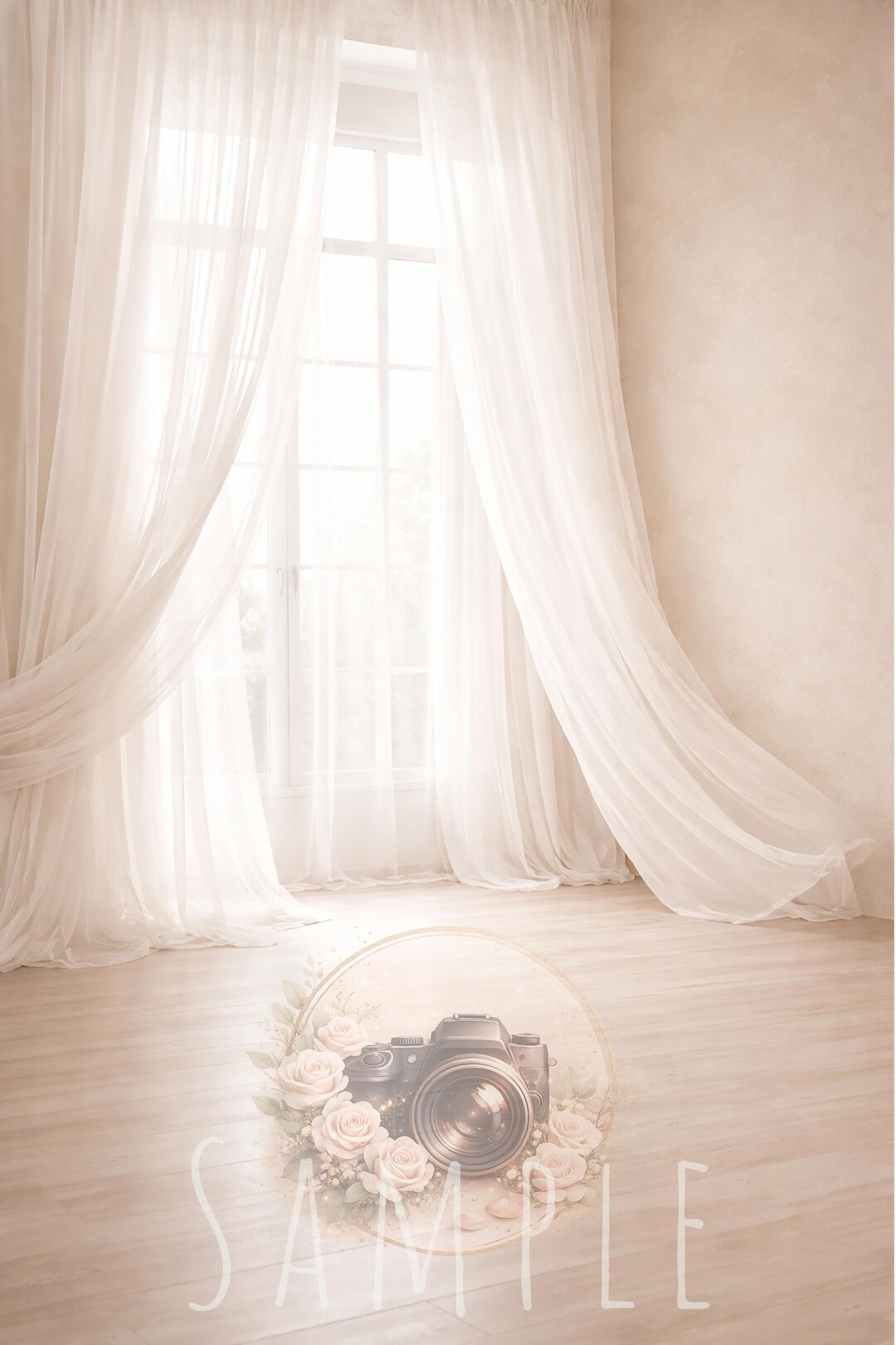 Soft Airy Window Digital Backdrop | Light & Neutral Studio Background ...