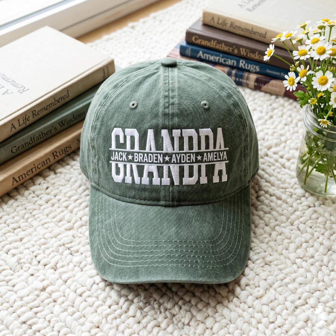 Custom Embroidered Grandpa Hat With Grandkids Names, Father's Day Gift ...