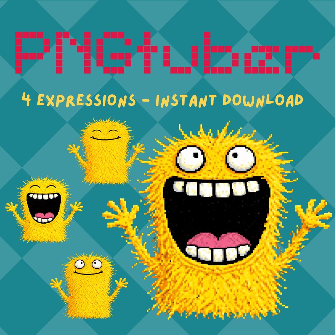 Pixel Crazy Monster Pngtuber Avatar – Premade Vtuber PNG Avatar, Retro ...