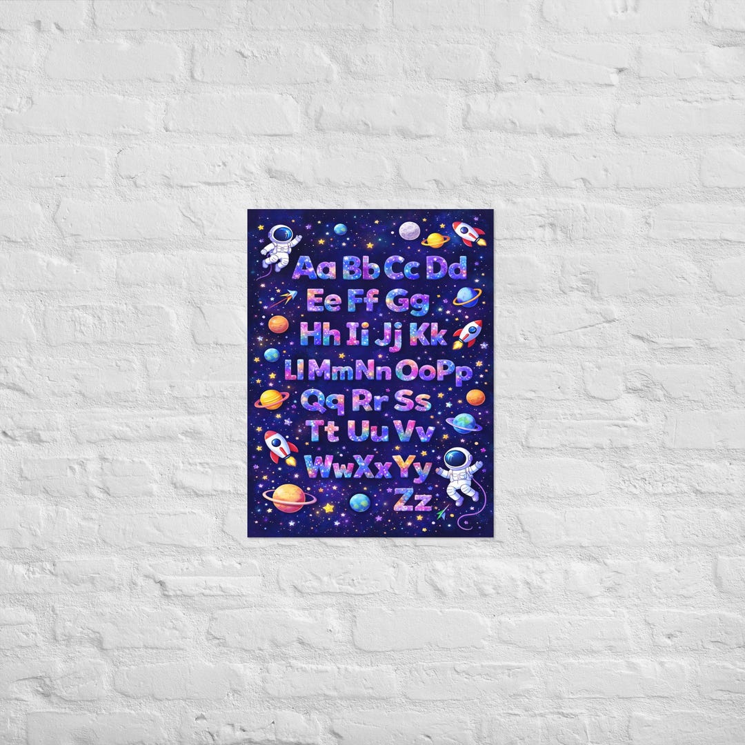 Space Alphabet Poster for Kids Galaxy ABC Wall Art Nursery Print ...