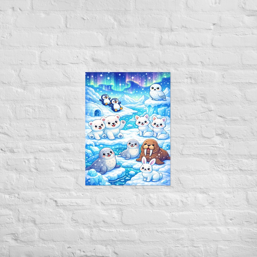 Arctic Animals Poster for Kids Nursery Wall Art Winter Animal Print ...
