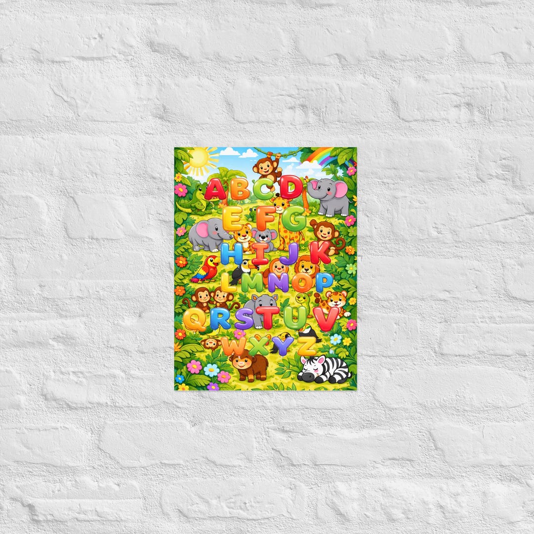 Jungle Alphabet Poster for Kids – Coluorful ABC Wall Art With Safari ...