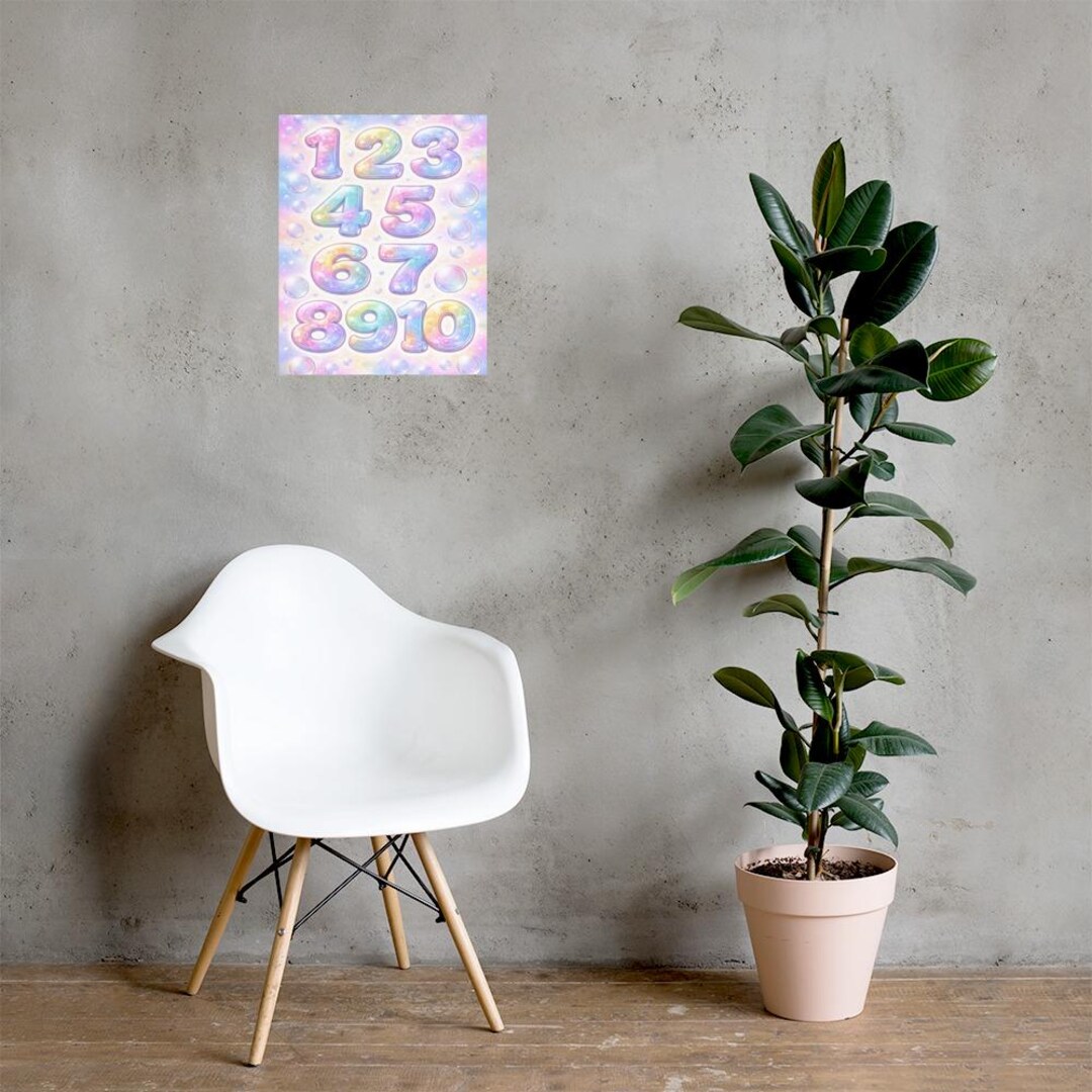 Pastel Number Chart Poster: 1-10 Bubble Print, Nursery Playroom Decor ...