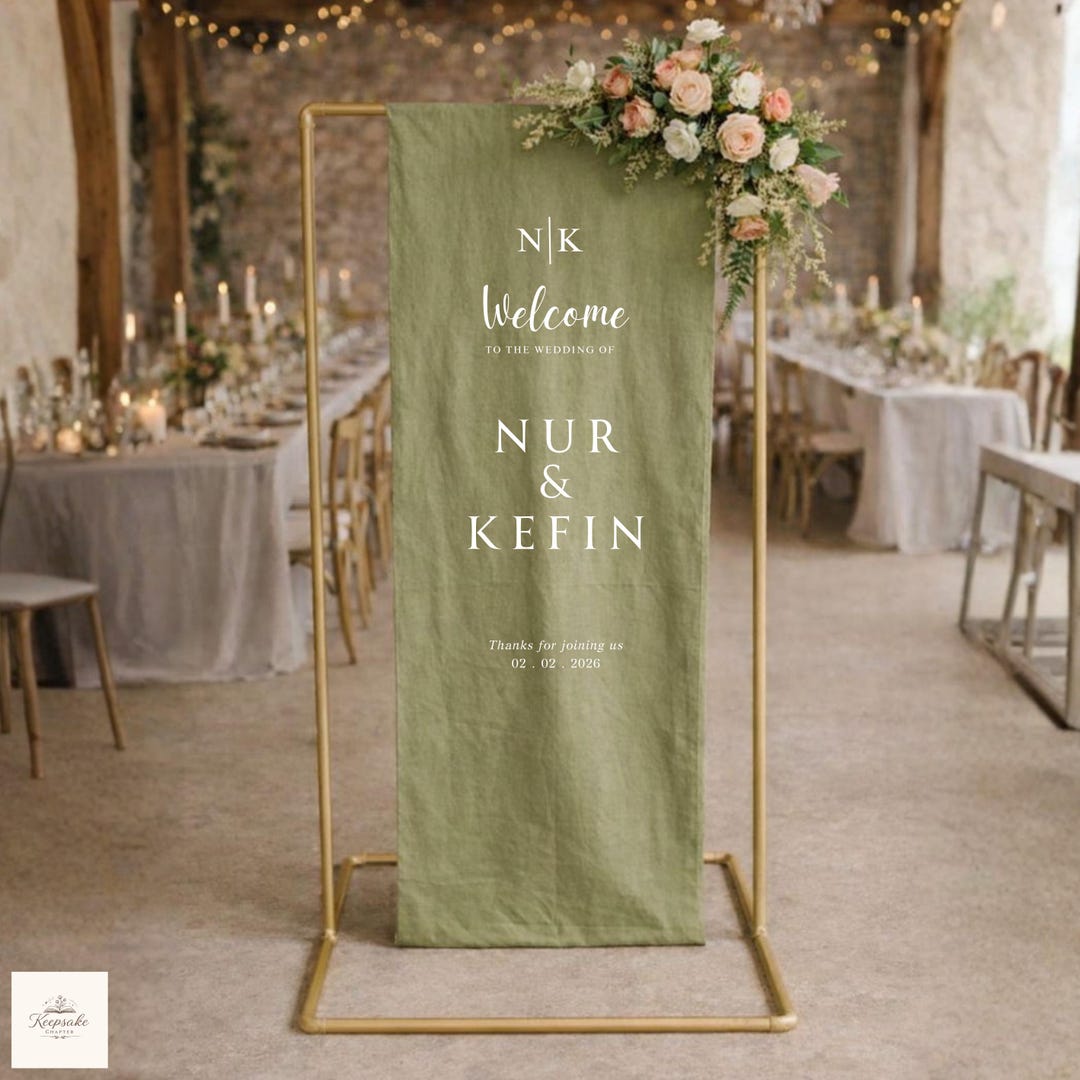 Custom Linen Wedding Welcome Sign Fabric – Personalized Wedding Welcome ...