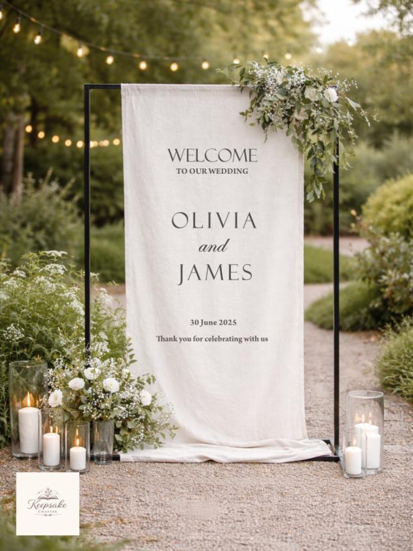 Fabric Wedding Welcome Sign, Personalized Linen Wedding Banner With Rod ...
