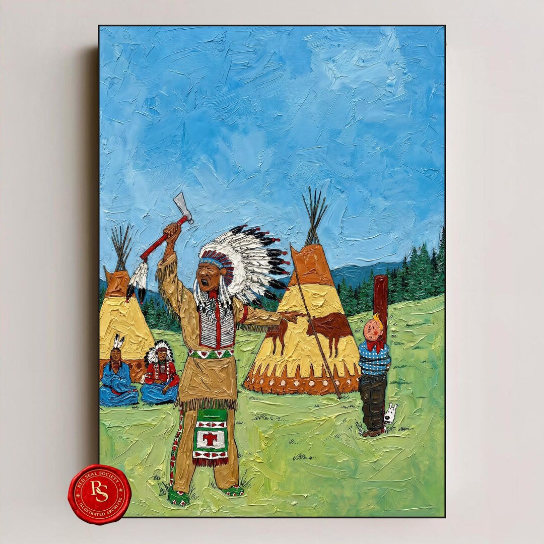 Tintin Wall Art – American Frontier Scene – Vintage Comic Art Print ...