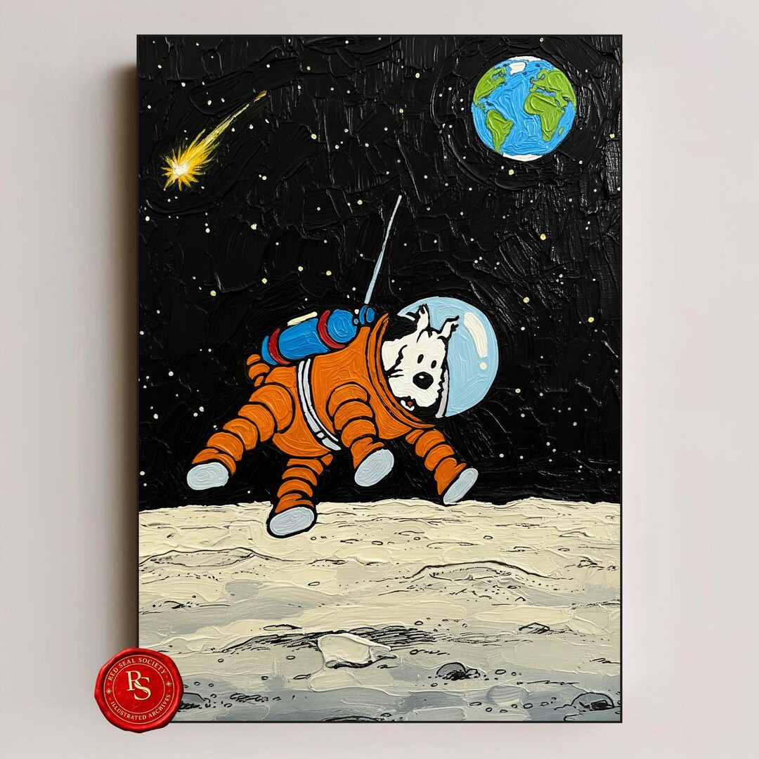 Tintin Wall Art – Space Explorer – Vintage Comic Art Print – Painterly ...