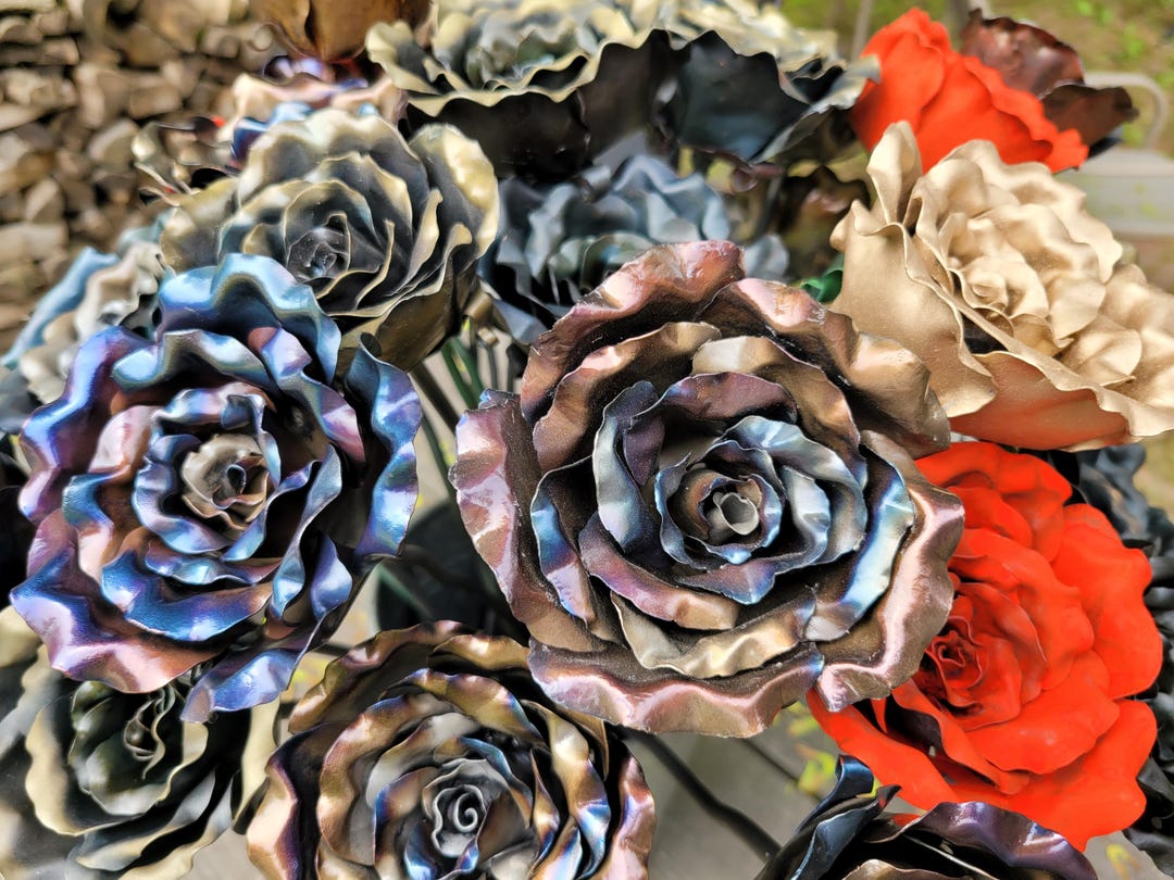 Hand Forged Steel Rose: Choice of Finish - Etsy