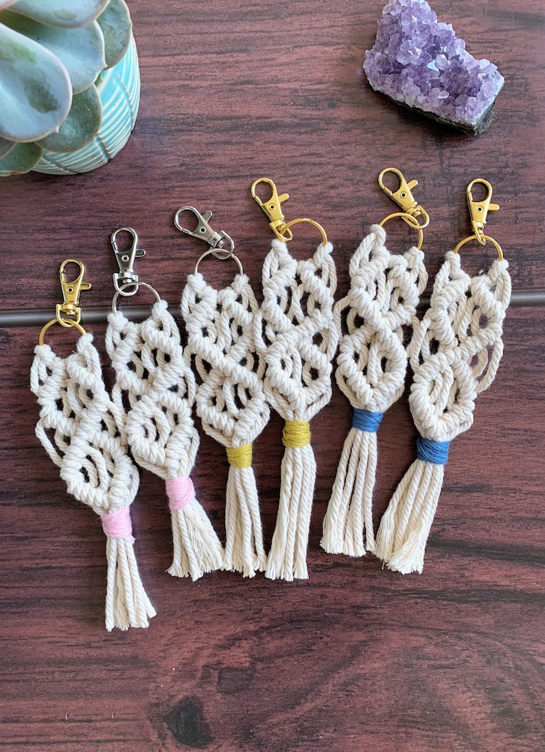 Macrame keychain Boho Keychain Gift ideas Small keychain | Etsy
