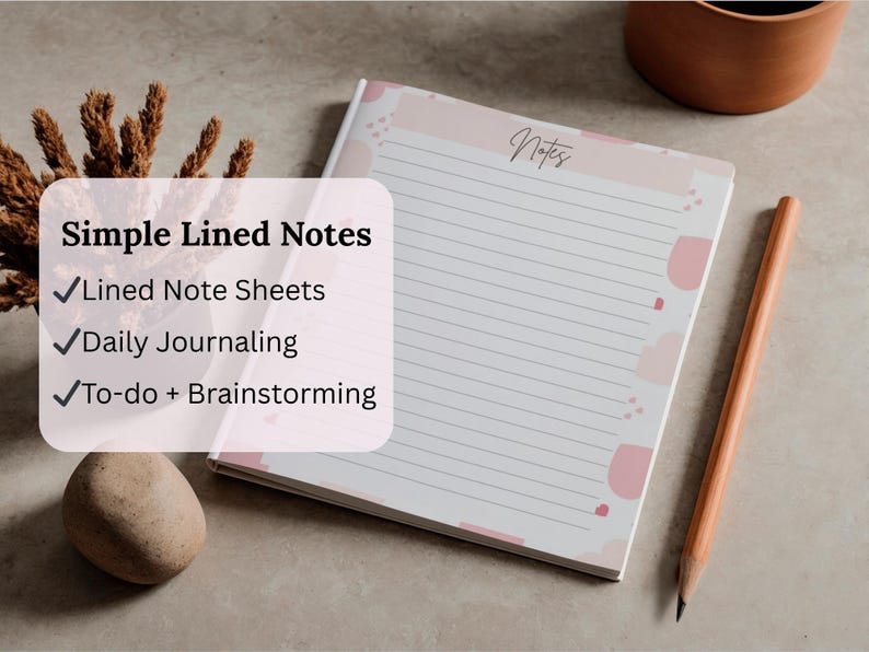 A5 Lined Notes Printable | Minimal Note Paper | A5 Writing Sheets PDF ...