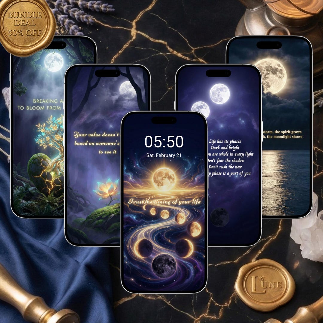 8K Moonlight Healing Wallpaper Bundle: Spiritual Moon Lock Screen ...