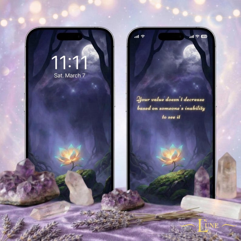 8K Moonlight Healing Wallpaper Bundle: Spiritual Moon Lock Screen ...