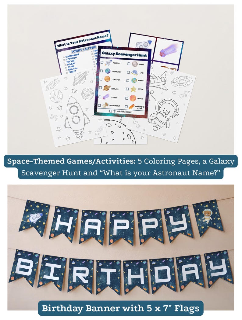Space Theme Birthday Party Bundle | Outer Space Invitation | Printable ...