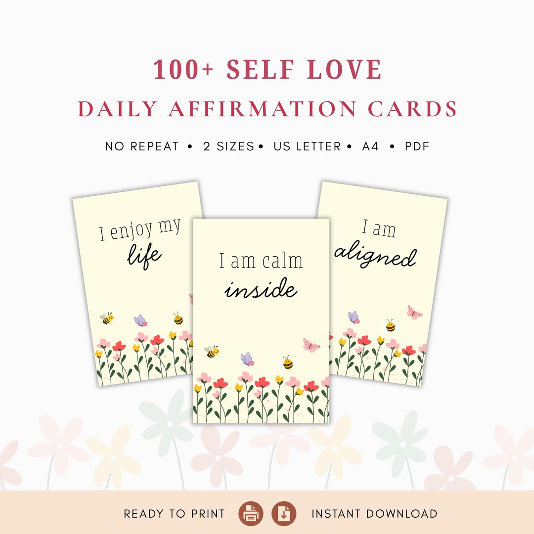 101 Self Love Affirmation Card, Printable Minimal Daily Affirmation ...