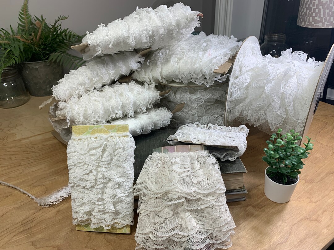 White Ruffle Lace Lot, 10 Yard Lot, Assorted Lace - Etsy