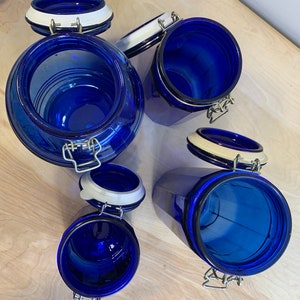 Cobalt Blue Glass Canister Set of 4 - Etsy