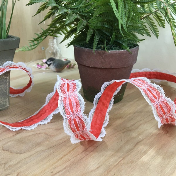 Red Lace Ribbon - Etsy