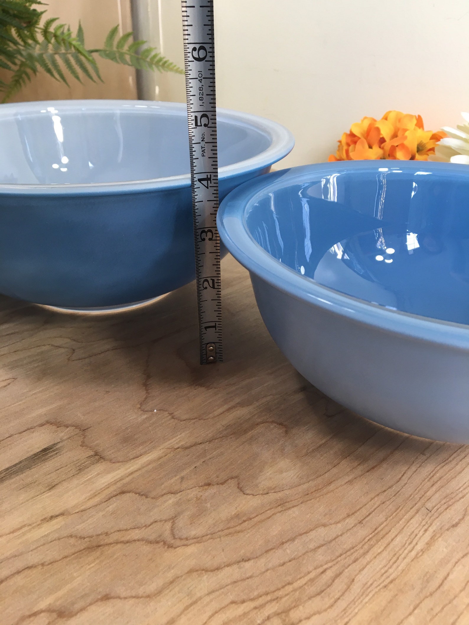 Blue Pyrex glass bowl pair moody blues | Etsy