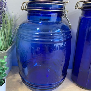 Cobalt Blue Glass Canister Set of 4 - Etsy