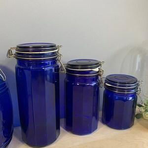 Cobalt Blue Glass Canister Set of 4 - Etsy