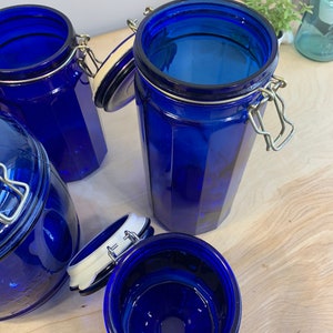 Cobalt Blue Glass Canister Set of 4 - Etsy