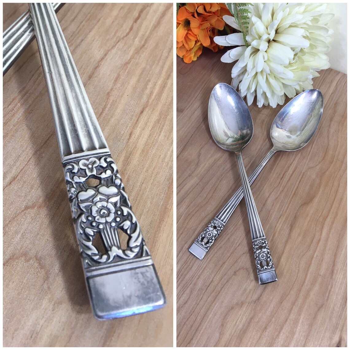 Art Deco Pattern Hampton Court Community Serving Spoon Pair - Etsy