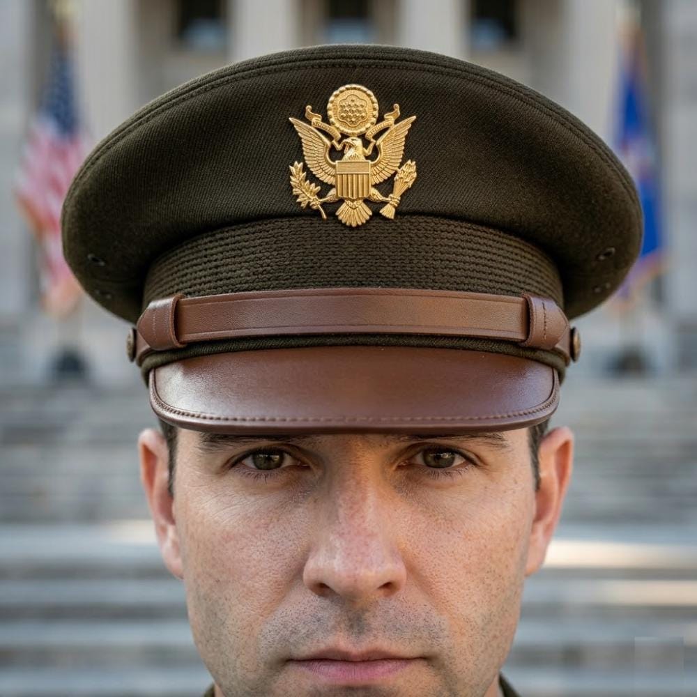 US Army AGSU Officer Cap Green Service Hat Military Dress Uniform ...