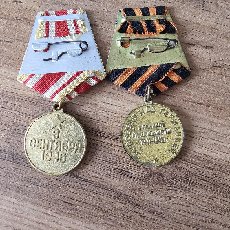 Two Soviet Victory Medals WWII Victory Over Germany and Japan Original ...
