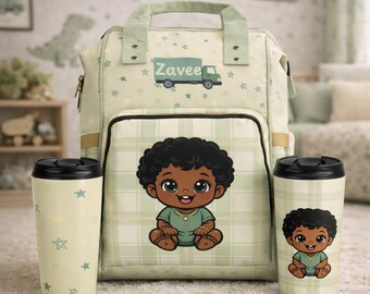 Baby Boy Backpack Diaper Bag, Personalized Backpack Diaper Bag, Train ...