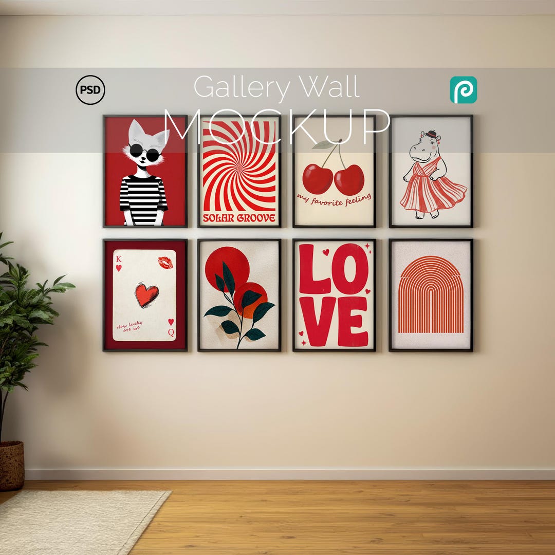 Multi Frame Mockup | Gallery Wall Frame Display | Neutral Office ...
