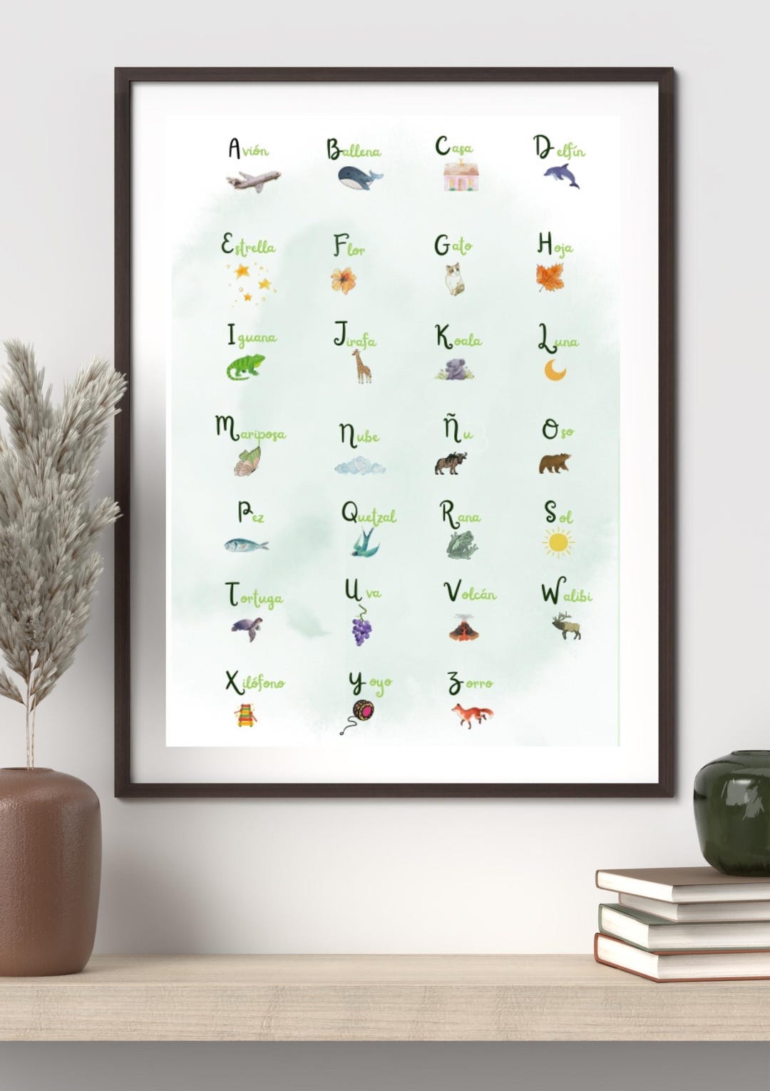 Spanish Alphabet Poster | Watercolor Alphabet Printable | Alphabetó ...