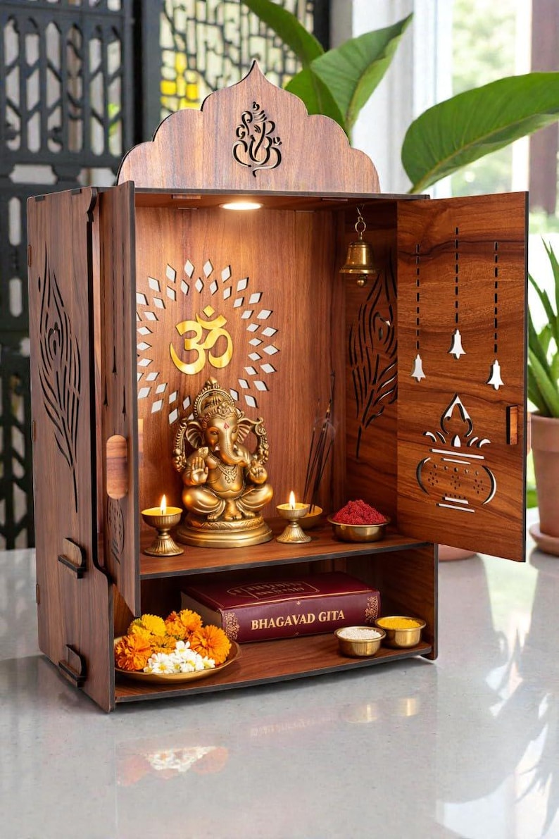 Wooden DIY Pooja Mandir for Home With Door & Storage - Etsy Australia