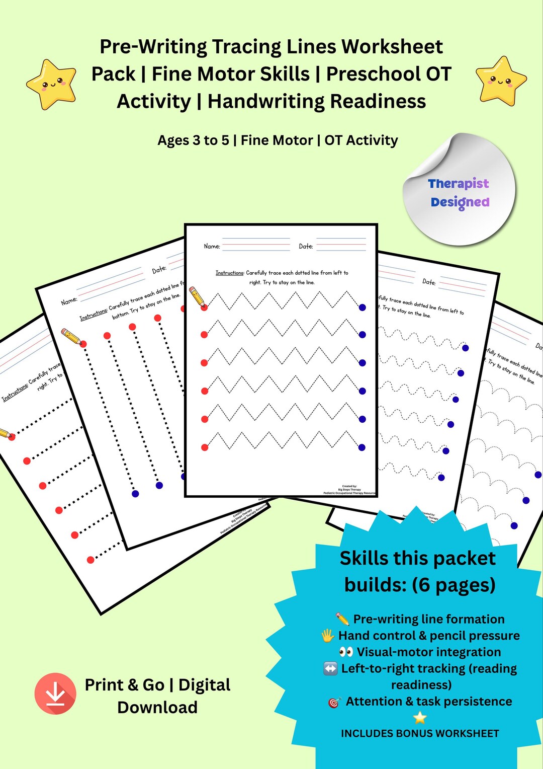 Pre-writing Tracing Lines Worksheet Pack | Fine Motor Skills ...